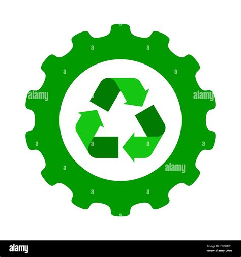 Recycle Sign And Cog Wheel Recycling Industry Symbol Sustainable