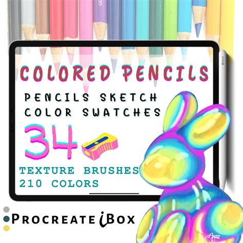 34 Colored Pencil Procreate Brushes Pencils Sketch Pencil Etsy