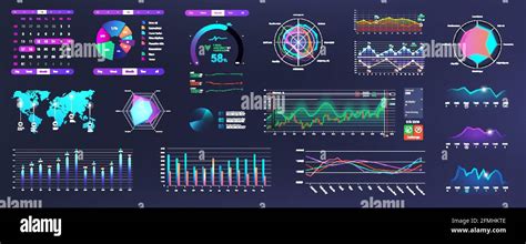 Modern Neon Ui Ux And Kit Elements Interface With Charts Graphics And