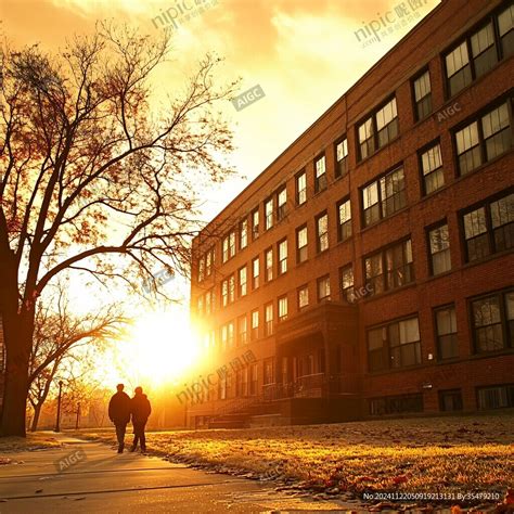 AI创作图校园日落 校园夕阳 黄昏下的校园 夕阳下的学校 黄昏校园 校园晨曦 夕阳下的图书馆 校园的早晨 冬天的校园 冬天校园风光 冬日校园