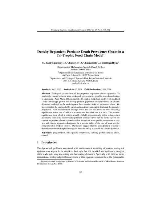 Pdf Density Dependent Predator Death Prevalence Chaos In A Tri