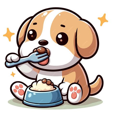 Un Perro Lindo Comiendo Un Vector De Dibujos Animados Sobre Un Fondo