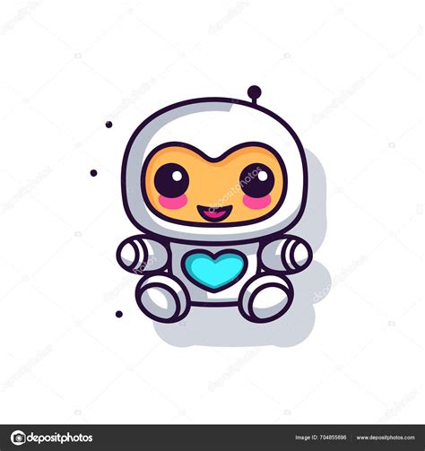 Image Vectorielle Mignon Robot Avec Cœur Mignon Personnage Dessin Animé