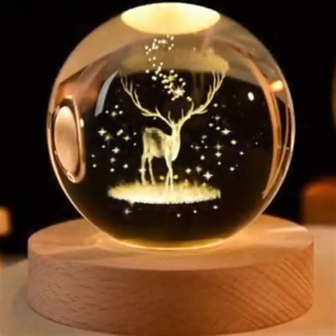 خرید و قیمت چراغ خواب گوی شیشه ای و شفاف طرح گوزن سایز بزرگ از غرفه تک