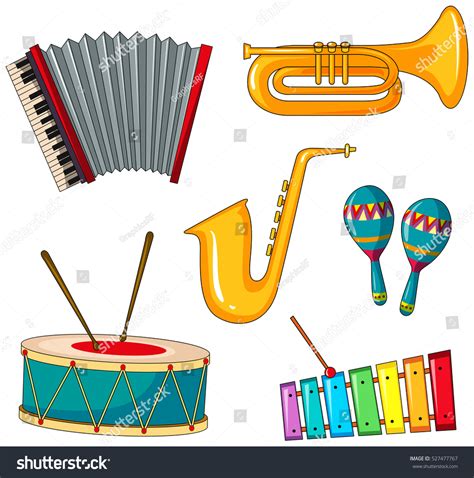 Different Types Musical Instrument Illustration Stock Vector Royalty