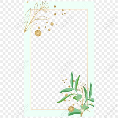 밝은 녹색 직사각형 테두리에 식물을 심다 꽃잎 일러스트 봄무늬초록