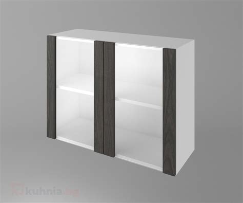 Горен кухненски шкаф с две остъклени врати Вега Kuhnia Bg