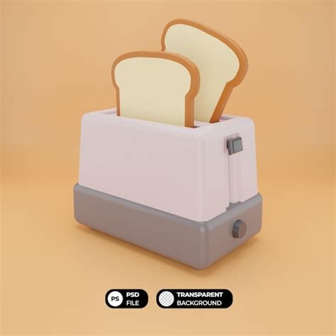 Premium Psd Toaster And Bread 3d Render Illustration