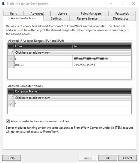Platform Services Configuration