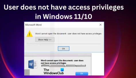 Word User Does Not Have Access Privileges In Windows 11 10