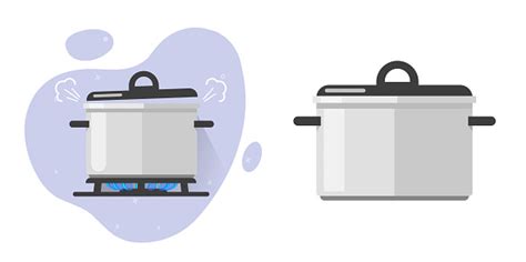 가스 난로에 끓는 물이 있는 냄비 냄비 요리 증기와 격리된 주방 냄비 클립아트 이미지 일러스트레이션 플랫 만화 0명에 대한 스톡 벡터 아트 및 기타 이미지 Istock