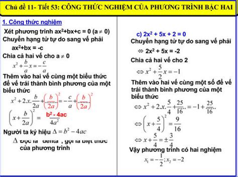 Bài Giảng Công Thức Nghiệm của Phương Trình Bậc Hai Hướng Dẫn Chi Tiết