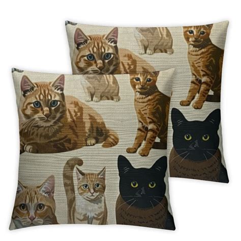Nygtbtfer Cat Pillow Case Cute Cartoon Kitten Munchkin Siamese Bengal
