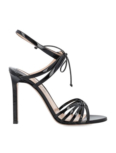 Tom Ford Strappy Patent Leather Stiletto Sandals With Lace Up Closure