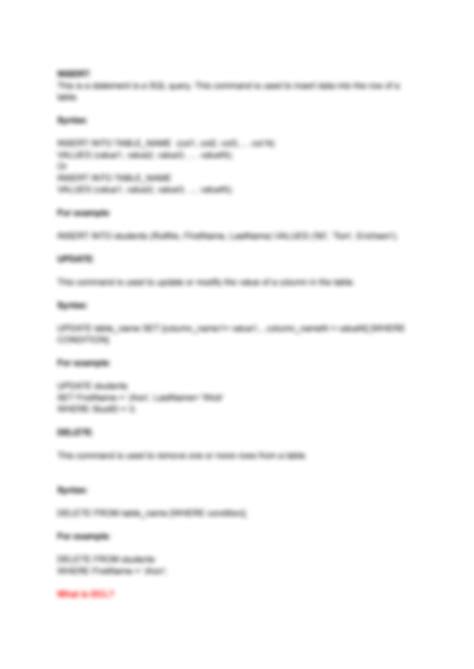 Solution What Are The Types Of Sql Queries Studypool