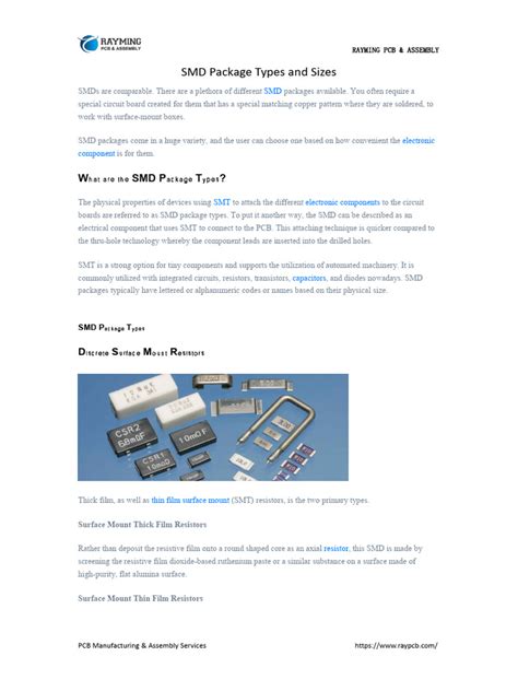 Smd Package Types And Sizes Pdf Printed Circuit Board Computer