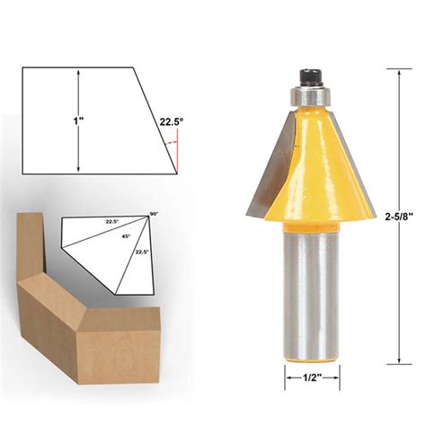 1 2 Shank 22 5 Degree Chamfer Bevel Edging Router Bit Cutter Woodworking In Drill Bits From