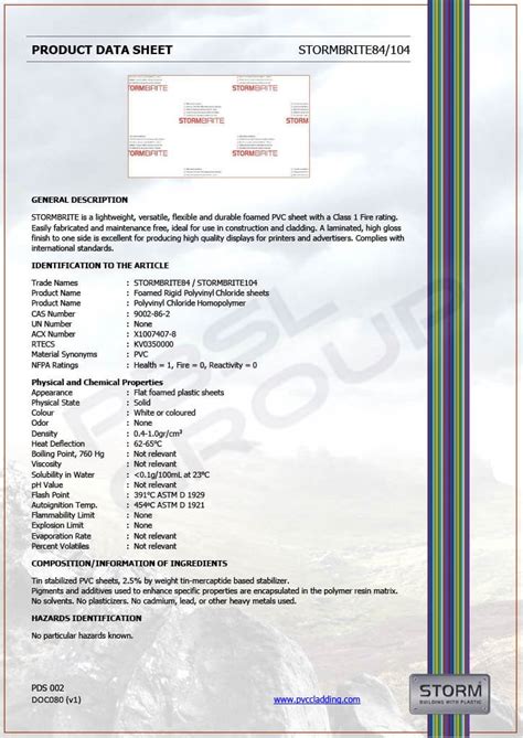 General Hygiene Cladding Information And Data Sheet