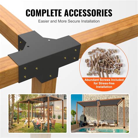 Vevor Pergola Bracket Kit 4x4 2pcs 4 Way Heavy Duty Corner Bracket