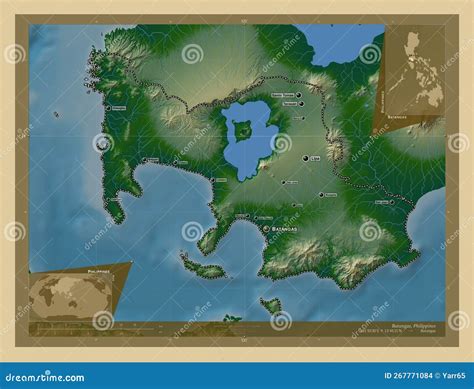 Batangas Philippines Physical Labelled Points Of Cities Stock