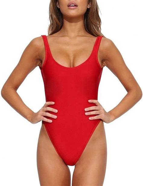 Lrwey Damen Retro Elastic High Cut Low Back Einteilige Badebekleidung