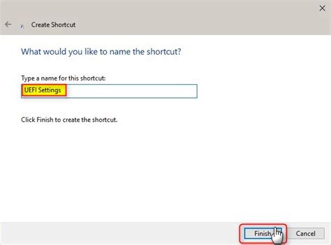 Create Shortcut To Boot To Uefi Firmware Settings In Windows Tutorials