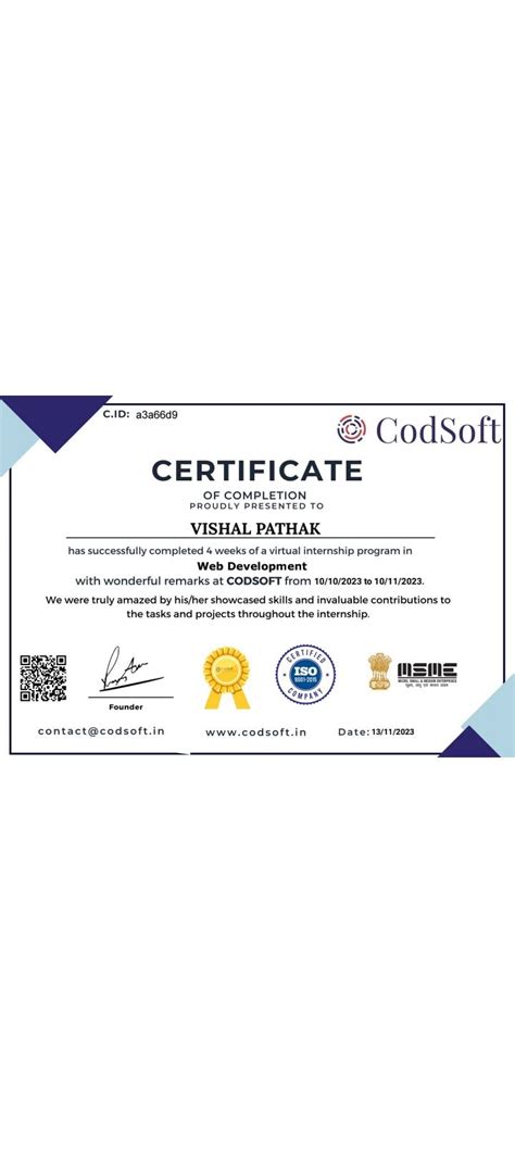 Vishal Pathak On Linkedin Webdevelopment Codsoft