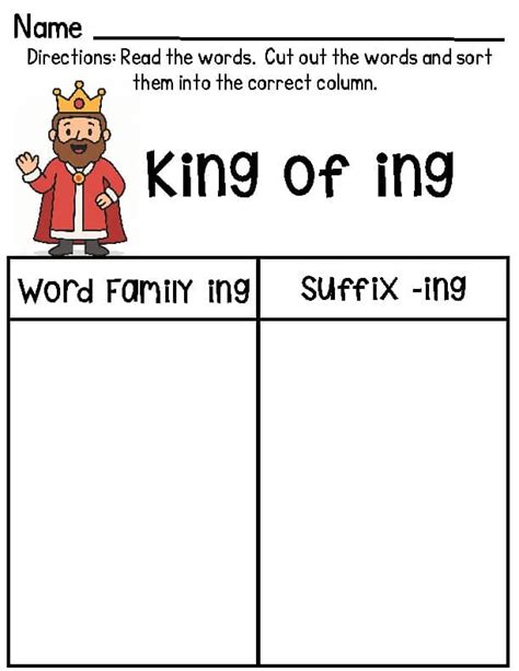 King Of Ing Word Sort By Valverde Chic Tpt