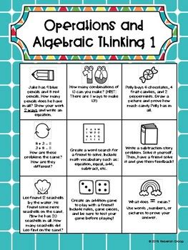 St Grade Math Choice Boards Ccss Operations And Algebraic Distance