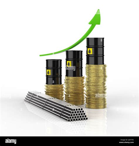 Commodity Price Rising Concept With 3d Rendering Oil Barrel And Steel