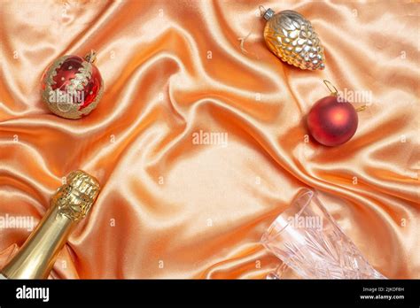 New Years Eve Background With A Champagne Bottle And Christmas