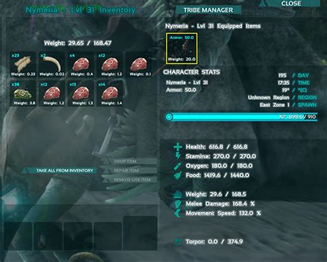 Inventar Überblick Ark Survival Evolved