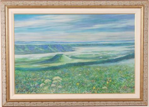 絵画のパステル画で石井清が描いた阿蘇の風景画の絵阿蘇米塚を通販で販売