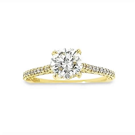 18k Yellow 109ct Center Round Diamond Engagement Ring 10ct Mounting