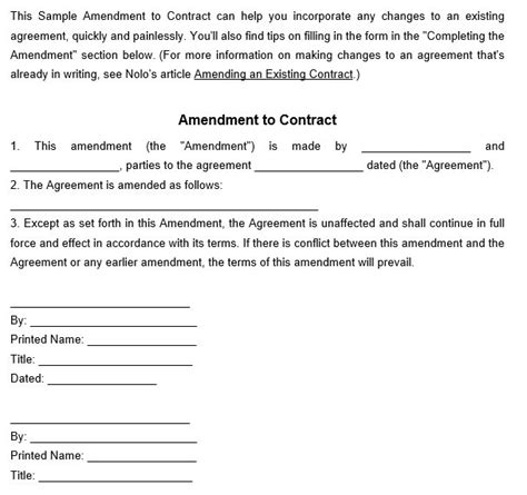 22 Free Contract Amendment Templates Word Pdf