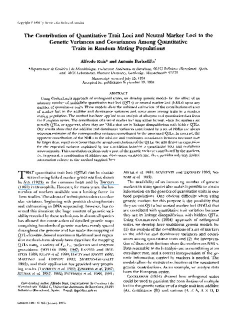 Pdf The Contribution Of Quantitative Trait Loci And Neutral Marker