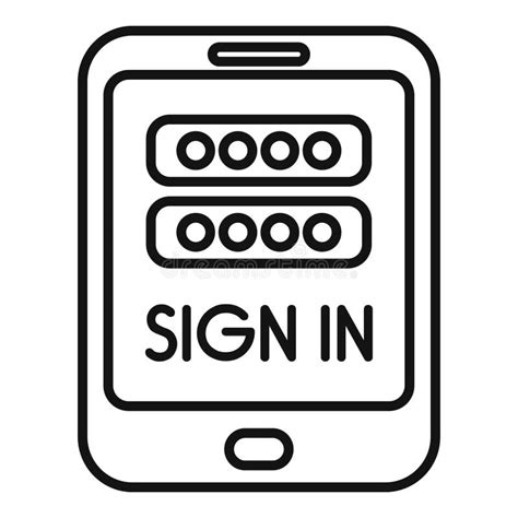 Sign In Tablet Device Icon Outline Vector New Member Online Stock Vector Illustration Of