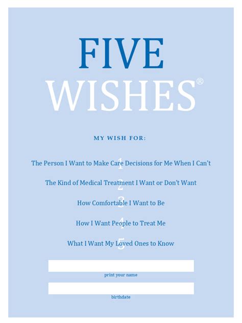 Five Wishes Rev 062011 Download Free Pdf Cardiopulmonary