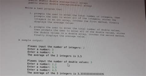 Solved Static Double Average Onto Array Public Statie Chegg