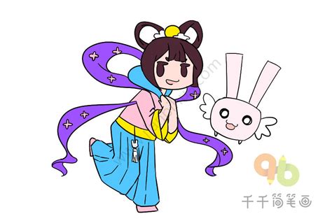 嫦娥玉兔简笔画步骤图 中秋节