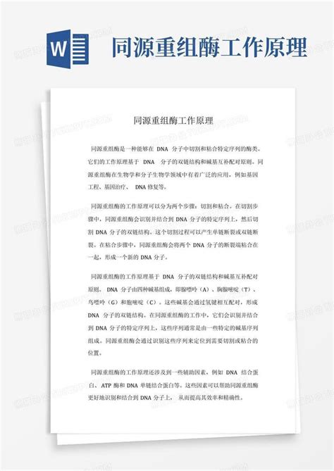 同源重组酶工作原理word模板下载 编号lmgnymox 熊猫办公