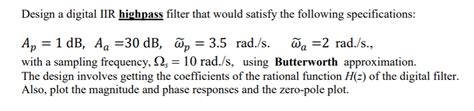 Design A Digital Iir Highpass Filter That Would