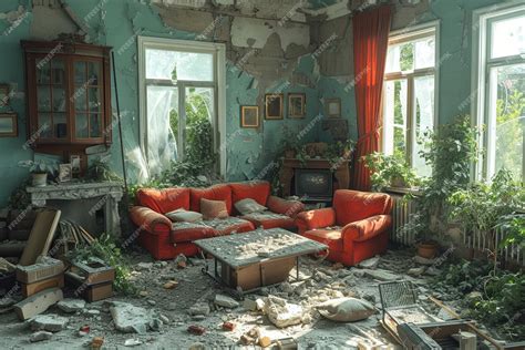Premium Photo Living Room With A Couch A Table And A Television Is In