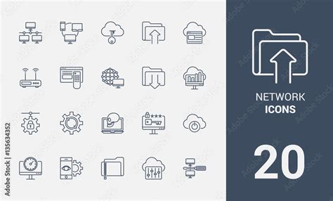 Network Line Icons Set Stock Vector Adobe Stock