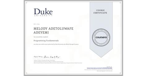 melody adeyemi on linkedin completion certificate for programming