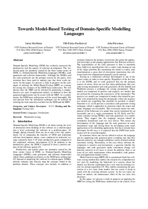 Pdf Towards Model Based Testing Of Domain Specific Modelling Languages