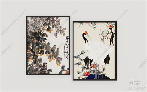 中式花鸟装饰画su模型下载【id1117850357】知末su模型网