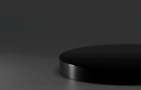 검은색 광택 원형 연단 또는 세미 매트 검정색 배경에 받침대 디스플레이 빈 제품 실린더 서 배경 3d 렌더링 1 탑다운 소프트 박스 라이트 0명에 대한 스톡 사진 및 기타