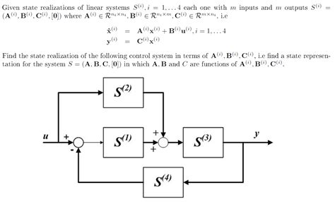 Solved Given State Realizations Of Linear Systems