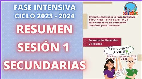 Ceaa Resumen SesiÓn 1 Secundarias Consejo Técnico Escolar Fase